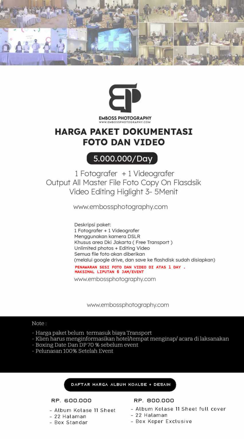 HARGA PAKET DOKUMENTASI - EMBOSS PHOTOGRAPHY
