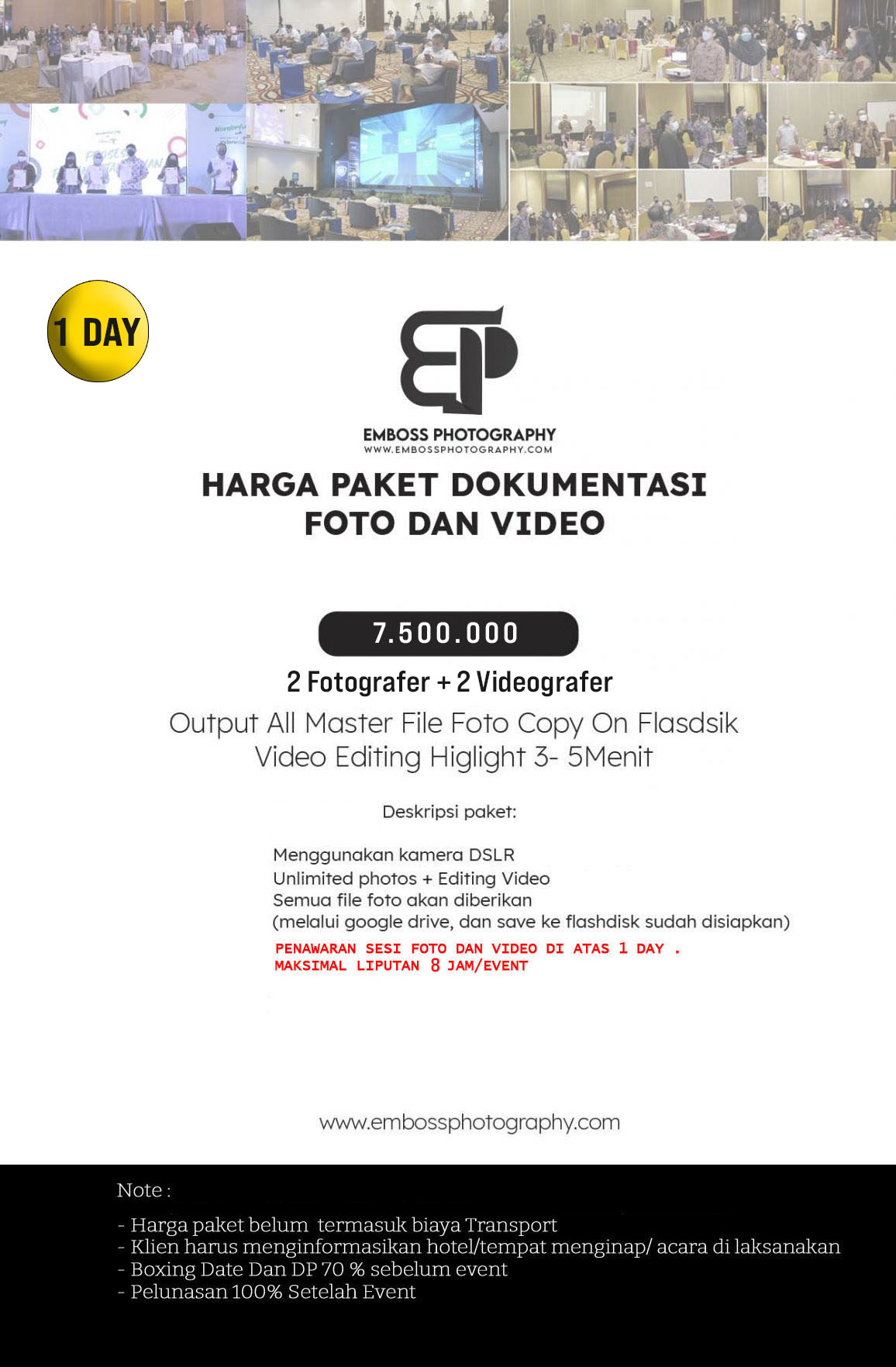 HARGA PAKET DOKUMENTASI - EMBOSS PHOTOGRAPHY